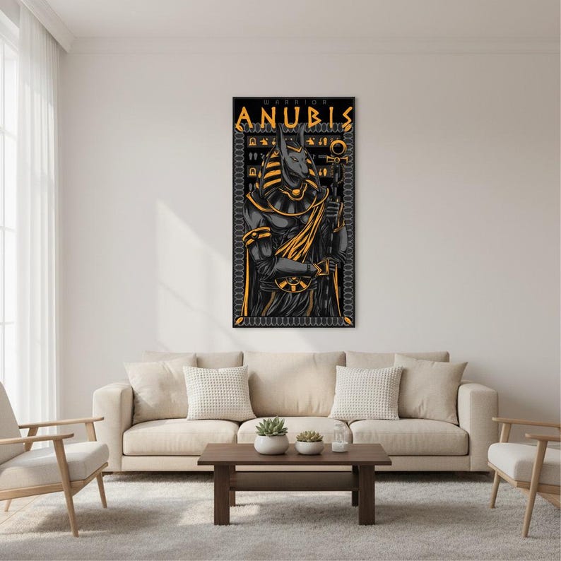 Anubis Warrior Art Print, Dark Egyptian Mythology Decor (digital ...