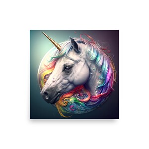 Rainbow Unicorn Matte Wall Poster - Etsy