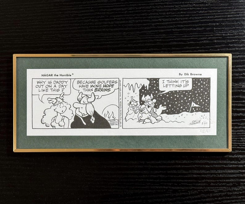 HAGAR the Horrible by Dik Browne Framed and Stamped Comic 1987 - Etsy
