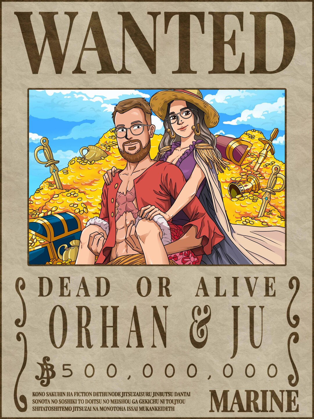 Fully Custom Anime Portrait , Custom Anime Poster, Printable Anime Gift ...