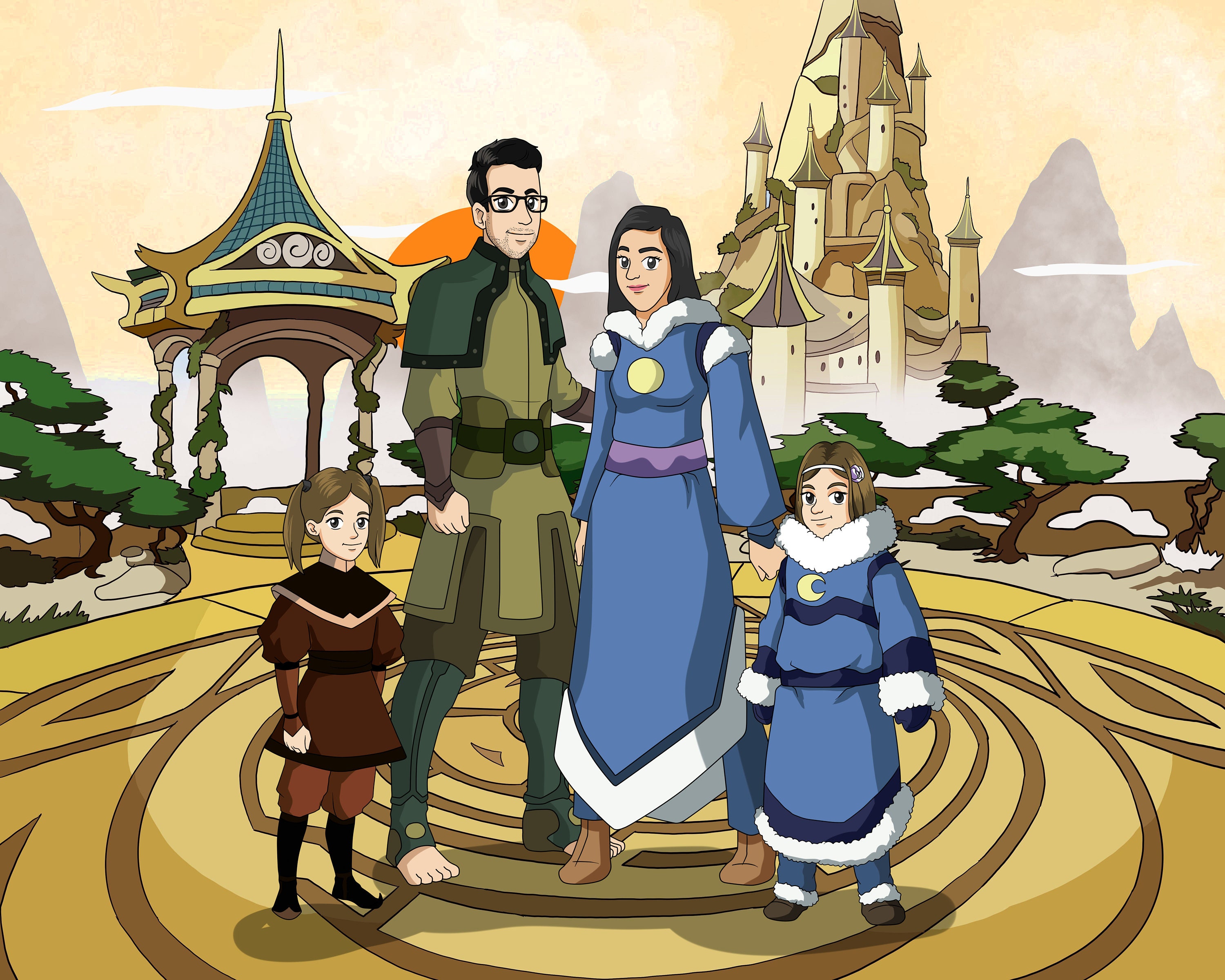 Fully Personalized Anime Art Custom Anime Couple & Family Portraits ...