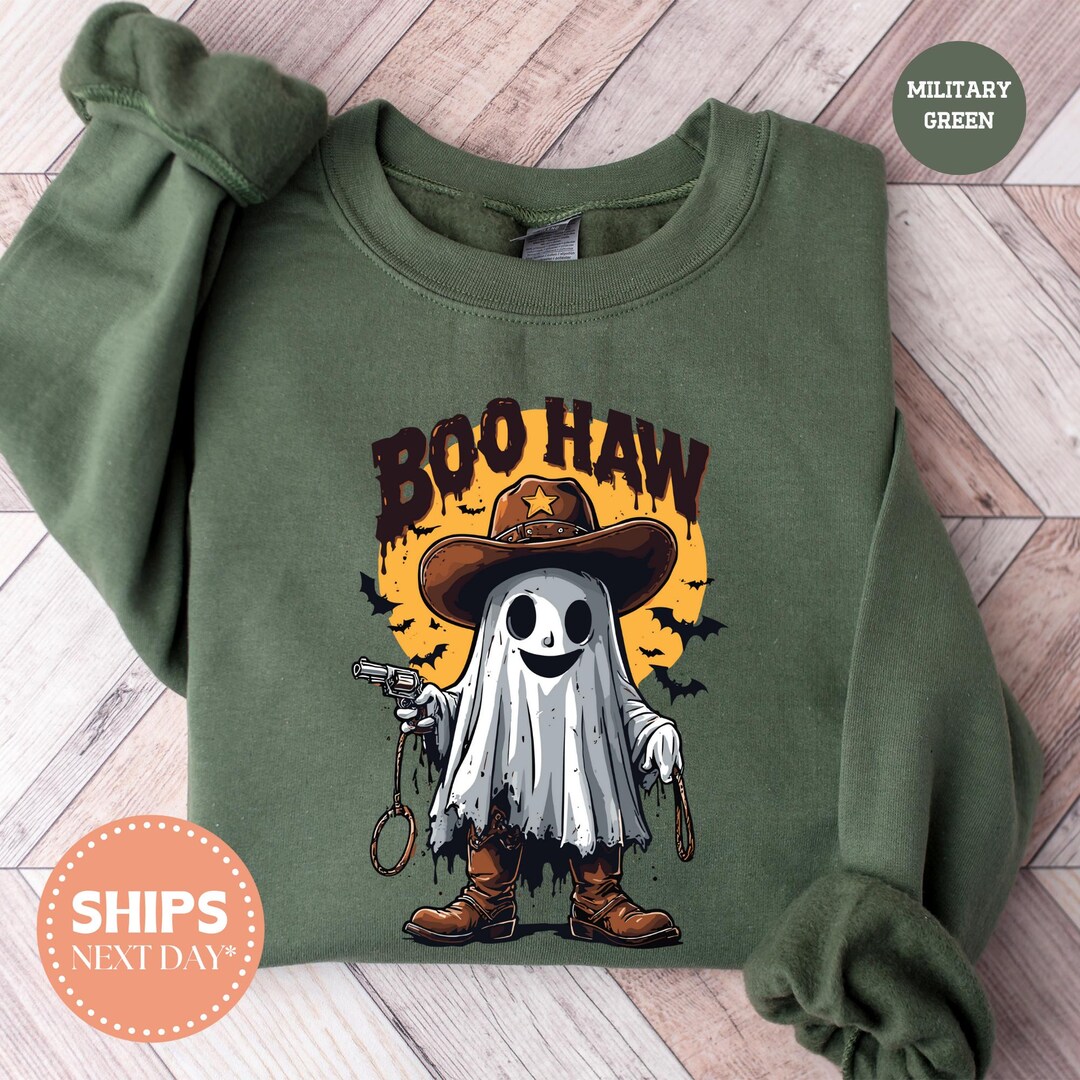Boo Haw Sweatshirt - Halloween Boo Hoodie - Halloween Gift - Cowboy Boo ...