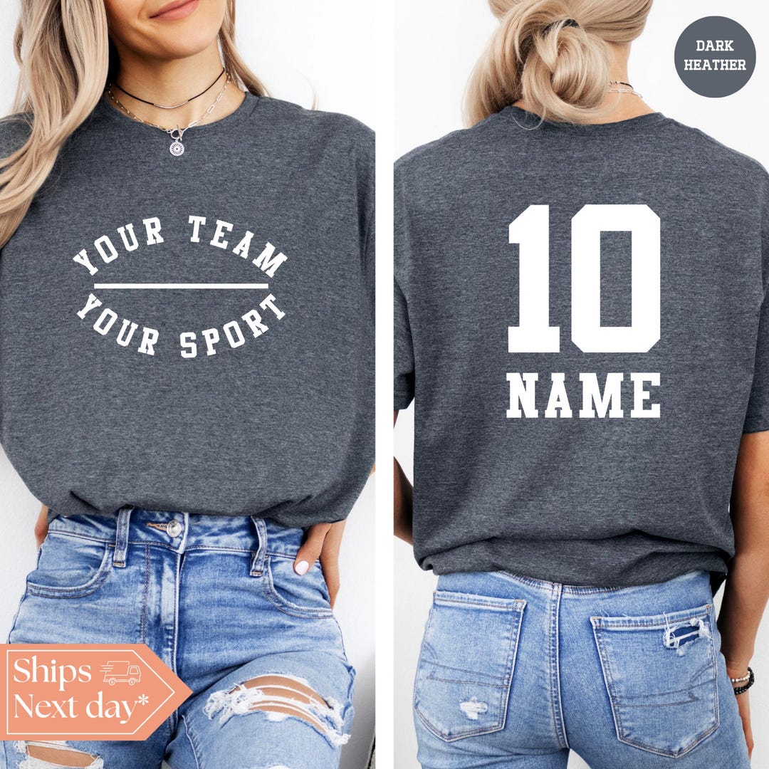 Custom Sports T-shirt Front Back Name and Number Shirt Sport Tee Custom ...