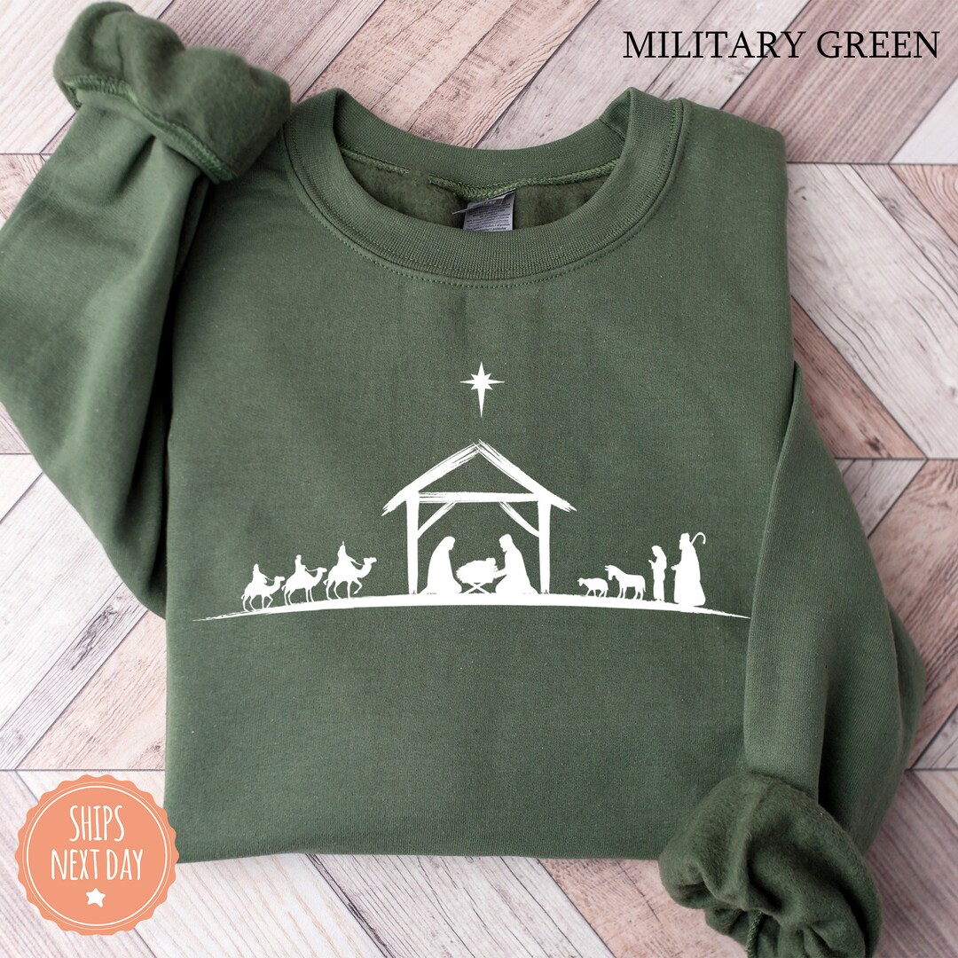 Christian Sweatshirt Nativity Scene Crewneck Christmas Nativity Hoodie ...