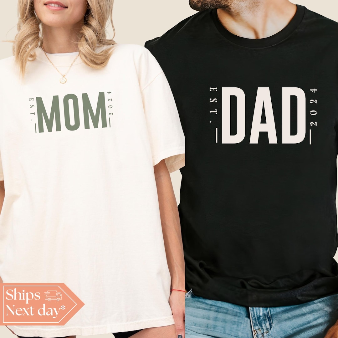 Custom Mom Dad Est T-shirt Matching Parents Shirt Mom Shirt New Mom Tee ...