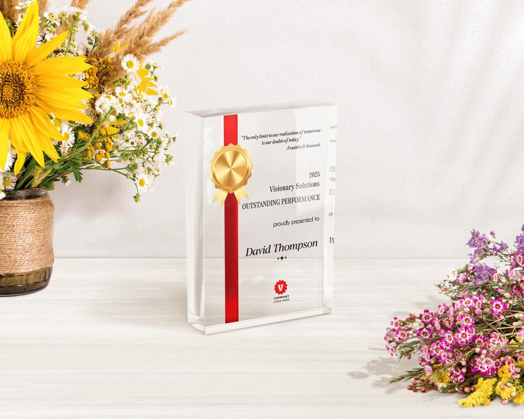 Custom Acrylic Employee Award: Personalized Corporate Desk Trophy - Etsy