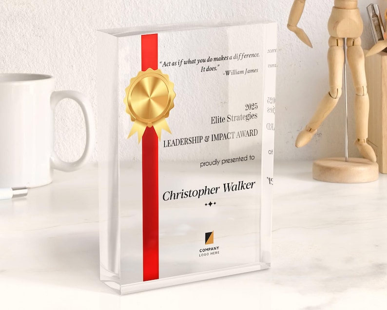 Personalized Acrylic Plaque | Excellence in Leadership Award | Boss ...