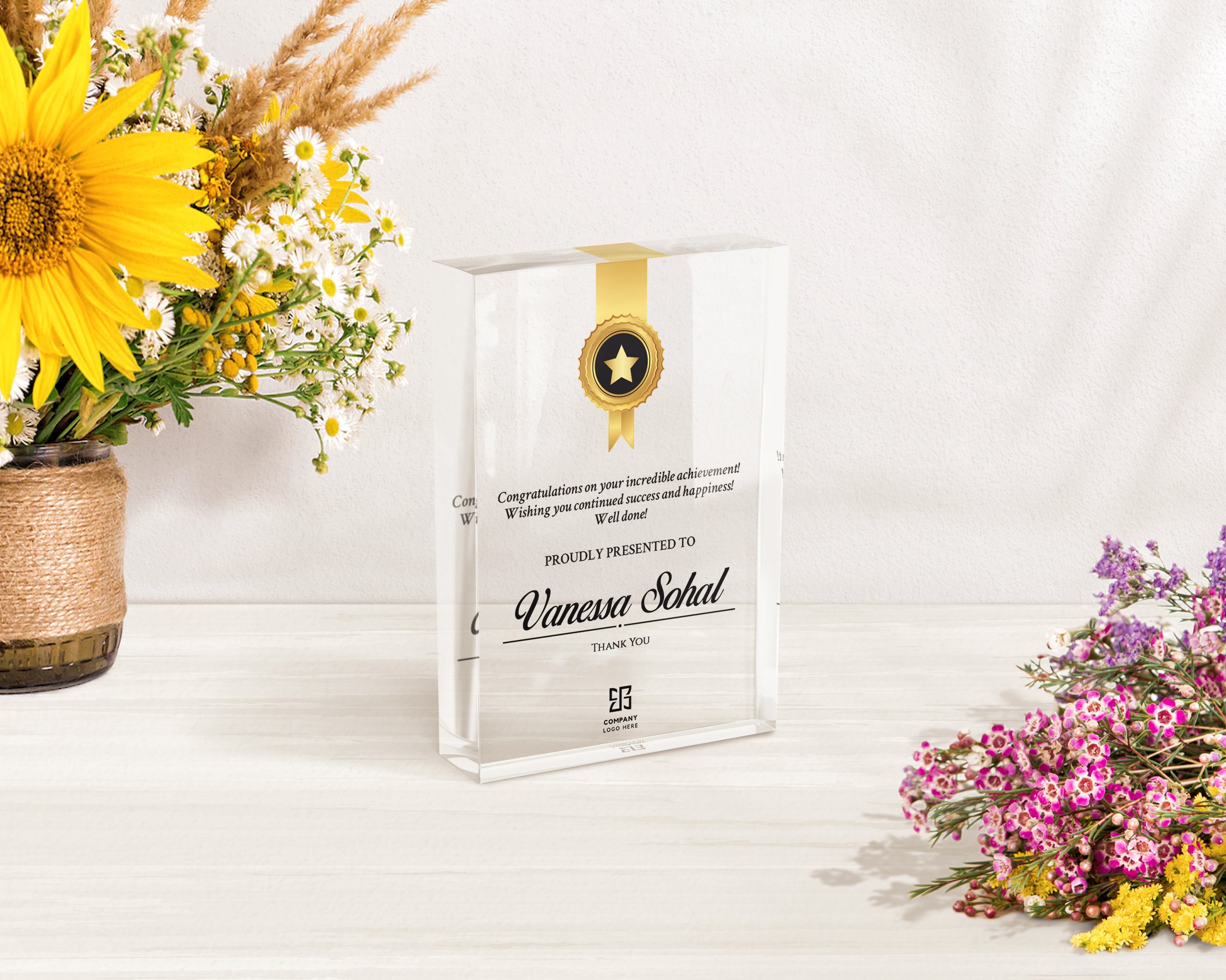 Personalized Acrylic Service Plaque | 5 10 15 Year Work Anniversary ...