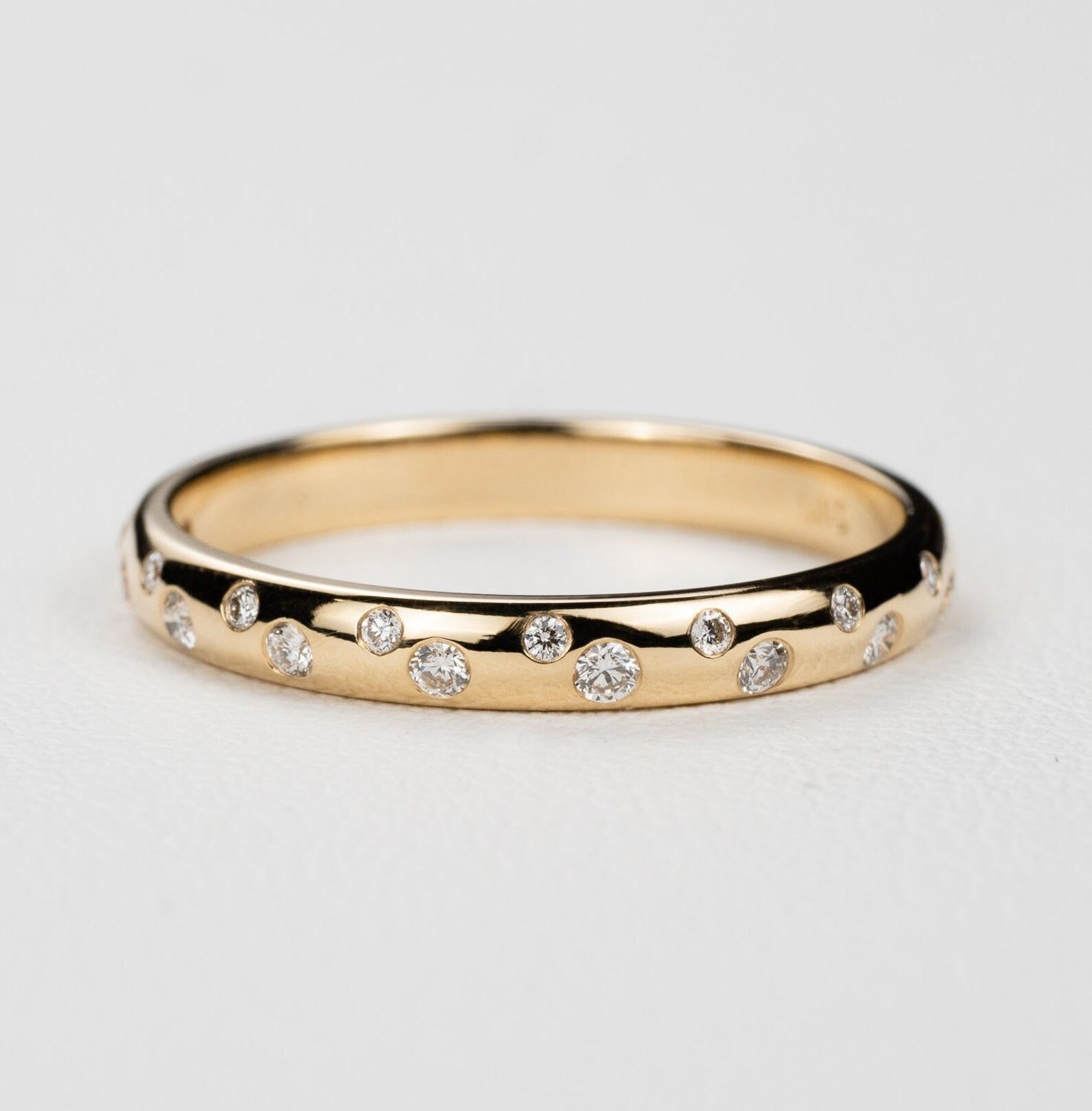 Diamond Stacking Wedding Band 14K Gold Unique Moissanite - Etsy