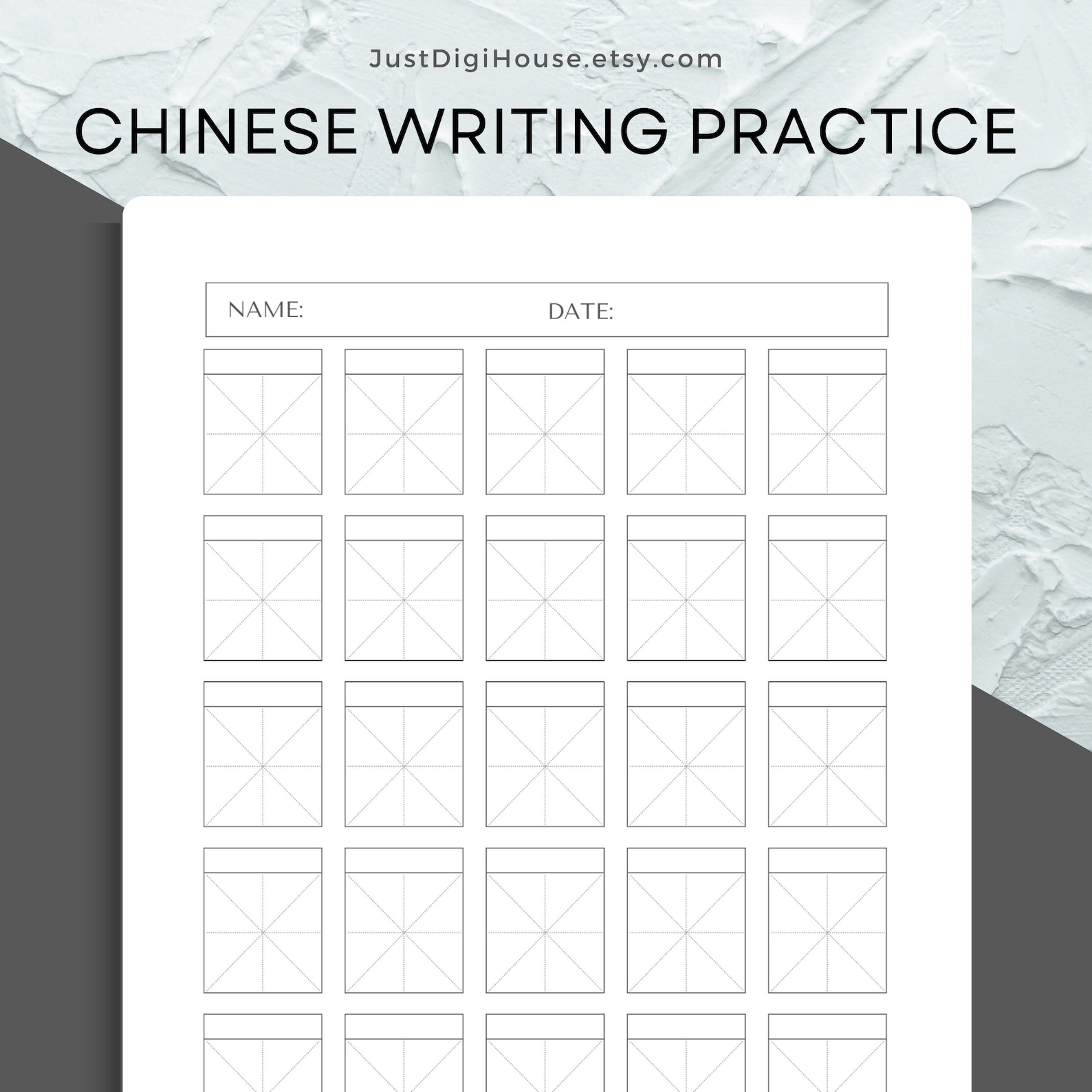 Chinese Writing Practice Paper: Printable Template (PDF) - Etsy