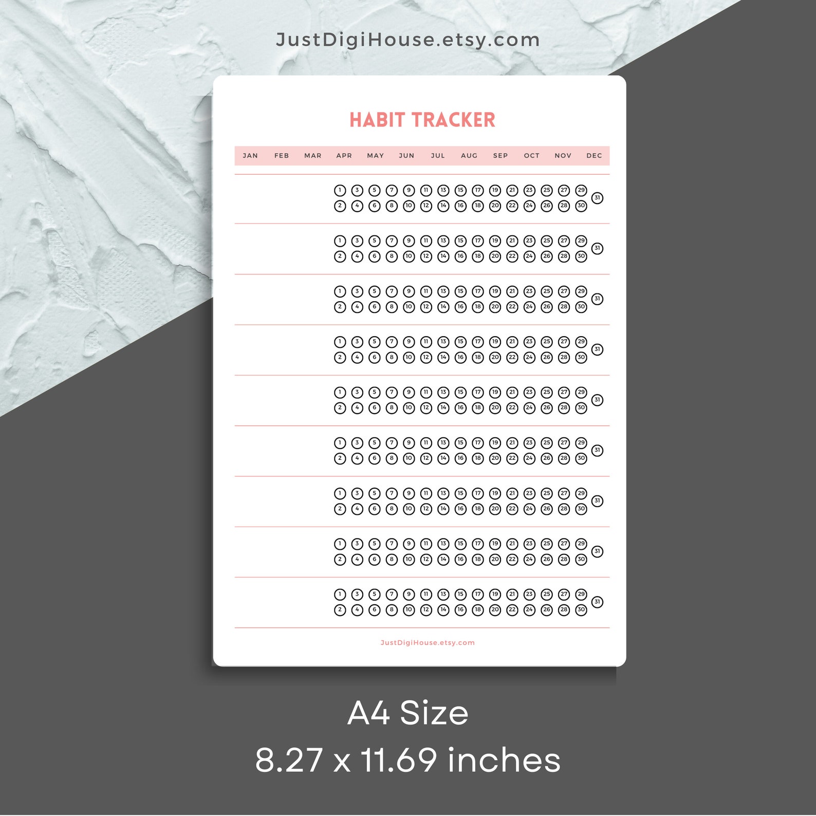 Daily Habit Tracker Printable 3 Colors Everyday Habit Tracking Habit ...