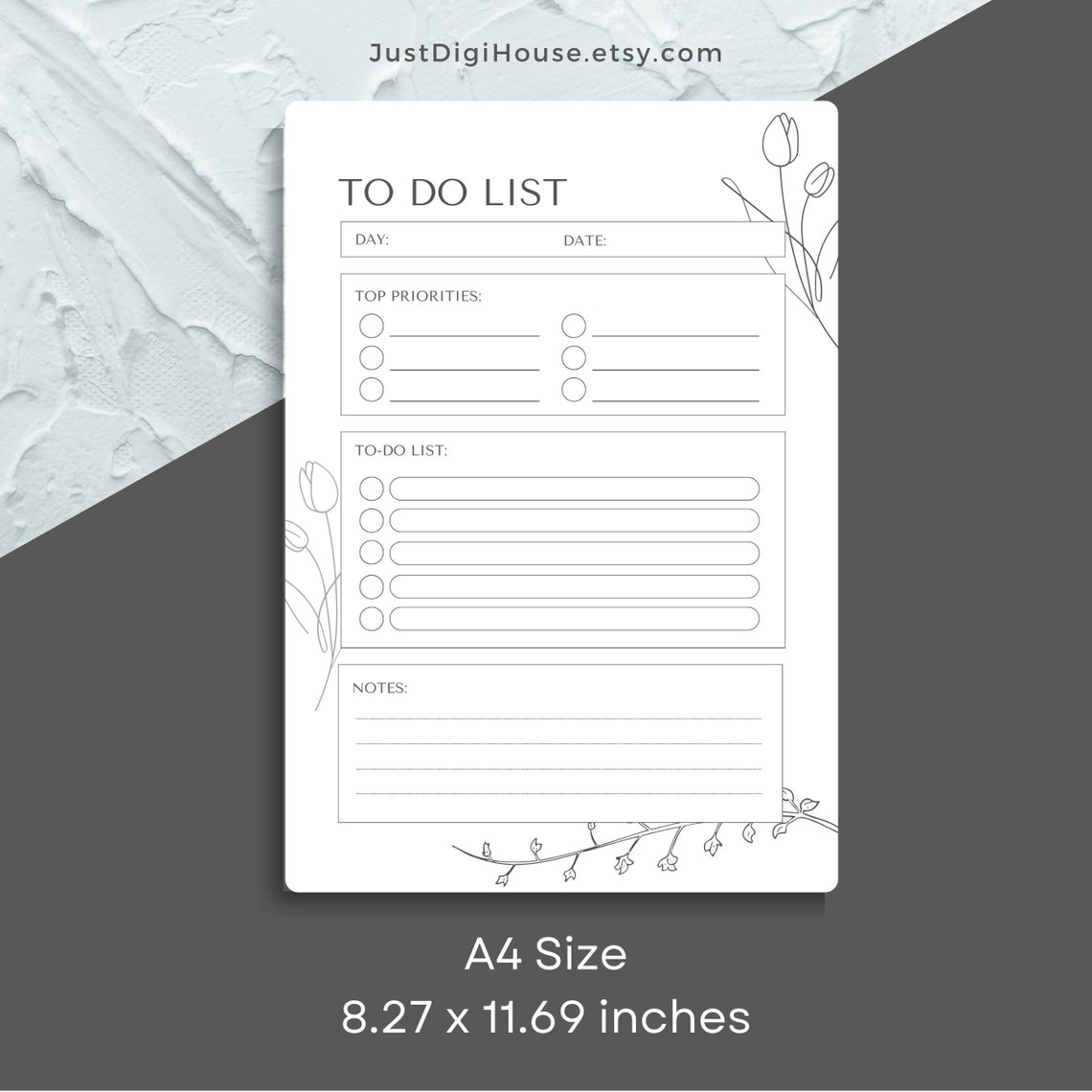 To Do List Printable, Simple Tasks List Template, Productivity Planner ...