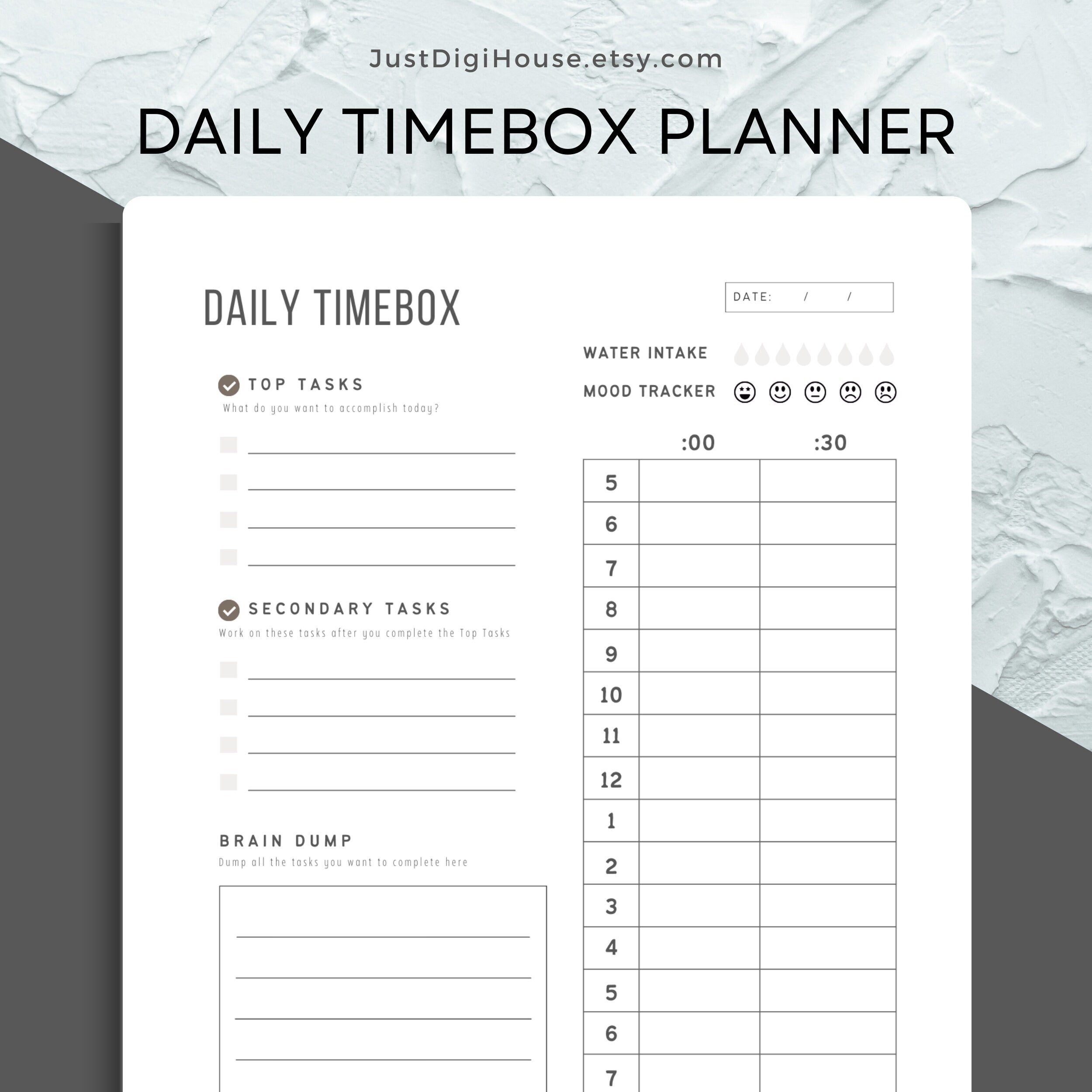 Daily Time Boxing Planner, Printable Pdfs, Annotation App Friendly Pdfs ...
