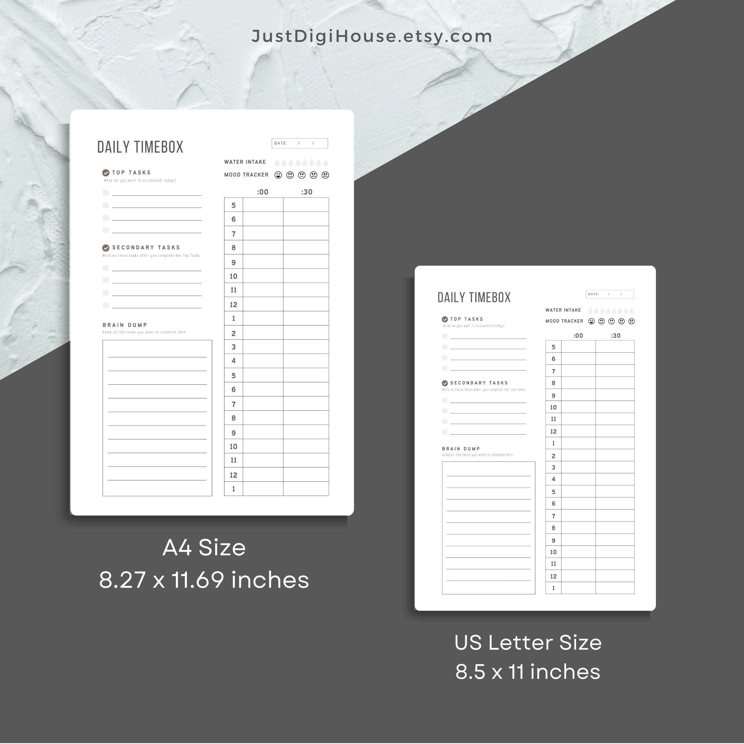 Daily Time Boxing Planner, Printable Pdfs, Annotation App Friendly Pdfs ...