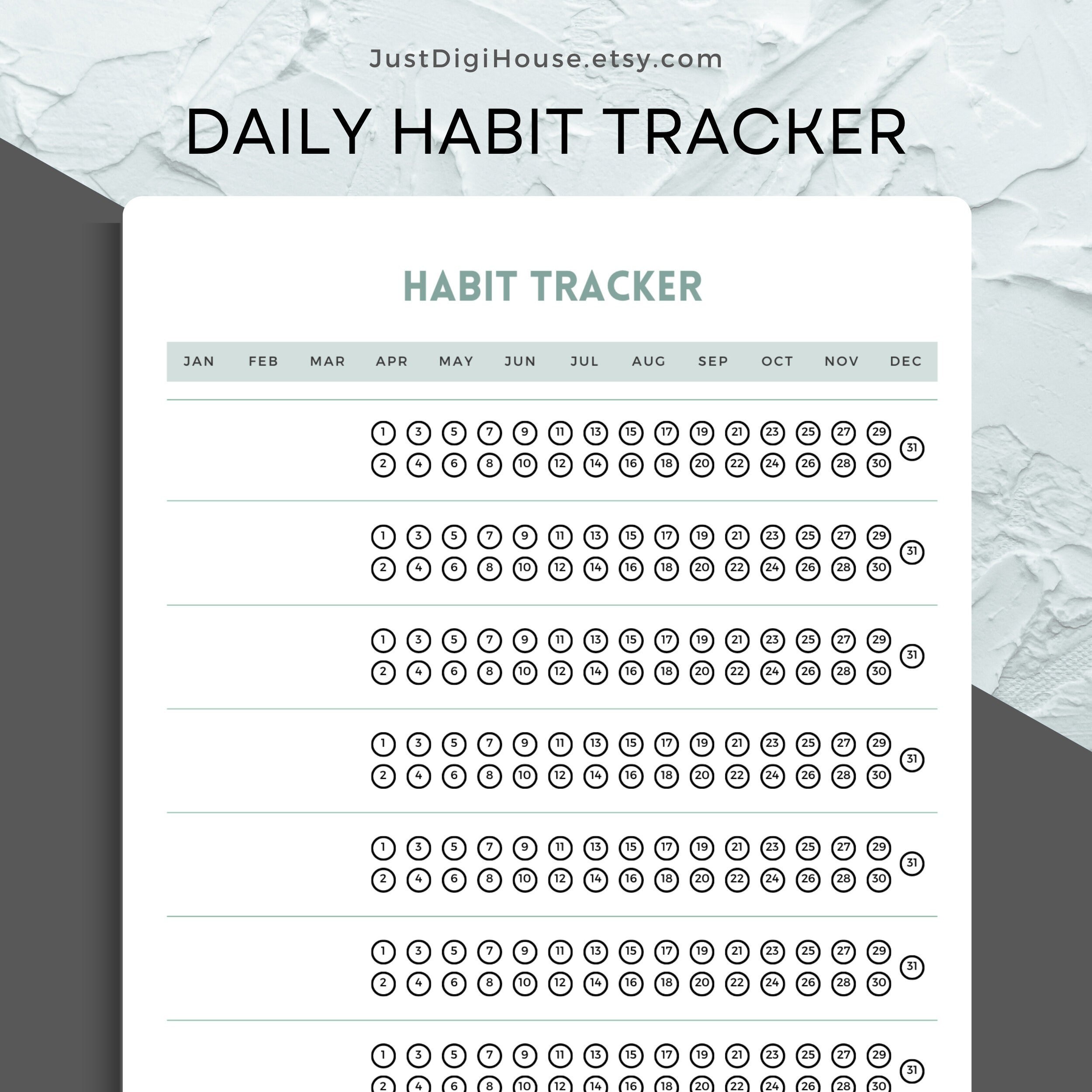 Daily Habit Tracker Printable 3 Colors Everyday Habit Tracking Habit ...