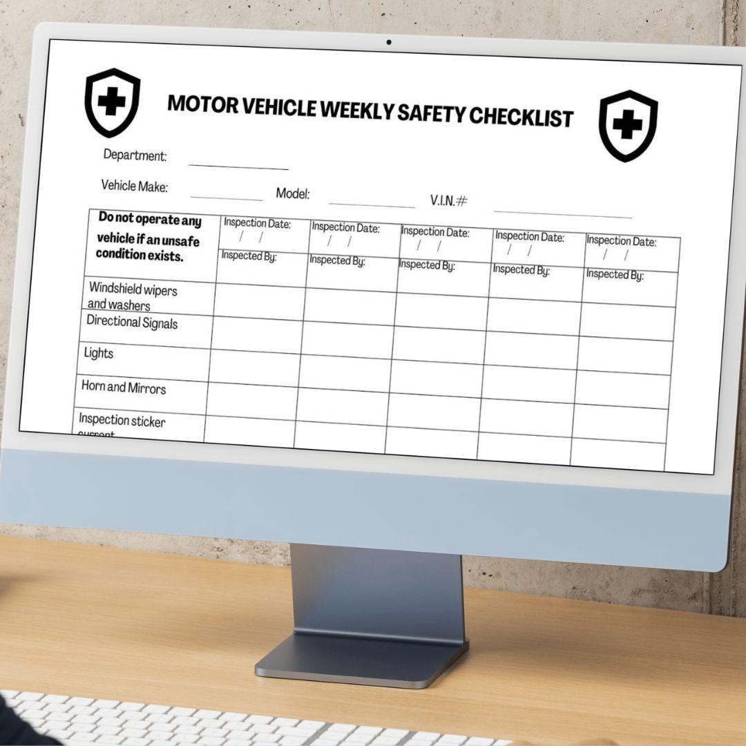 Motor Vehicle Weekly Safety Checklist | Car Maintenance Log | Auto ...
