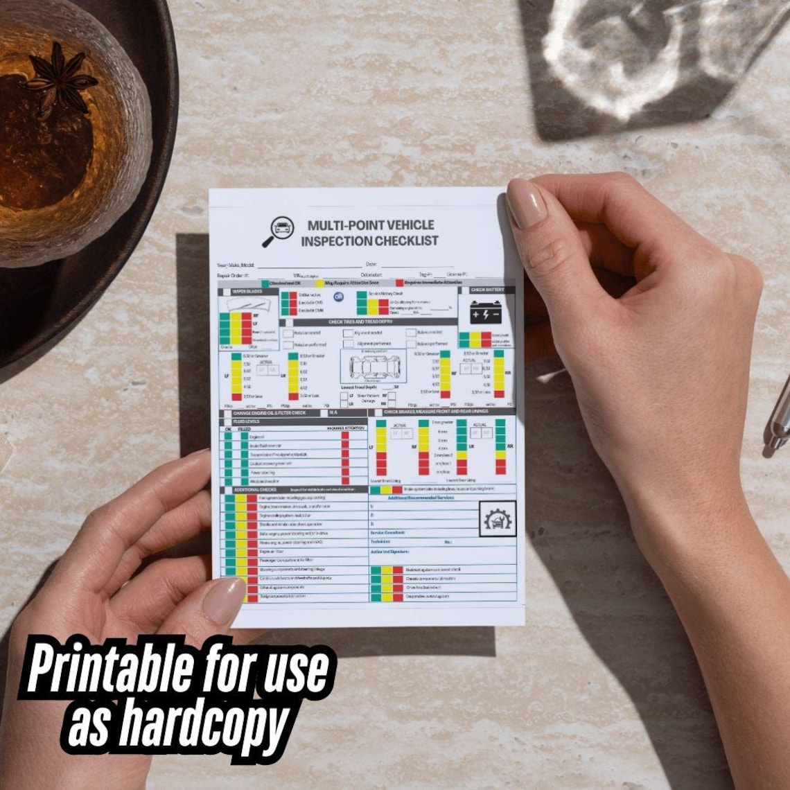 Vehicle Inspection Checklist, Printable PDF for Car Maintenance, Pre ...