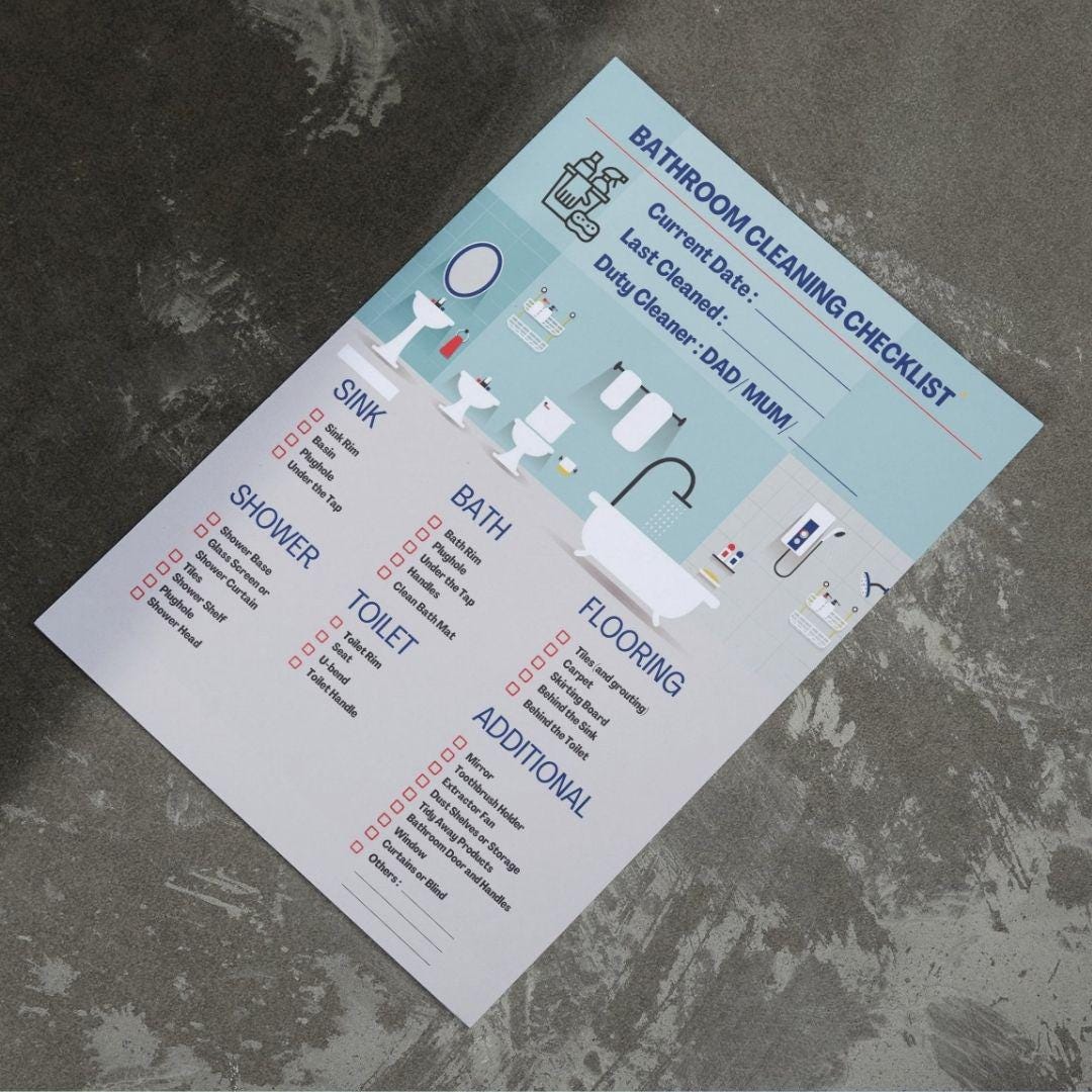 Bathroom Cleaning Checklist Printable | Toilet Cleaning Schedule | Easy ...