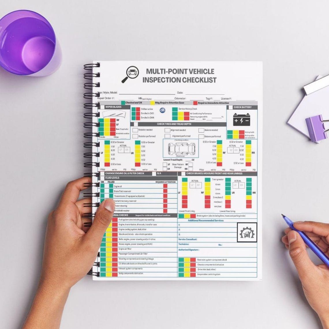 Vehicle Inspection Checklist, Printable PDF for Car Maintenance, Pre ...