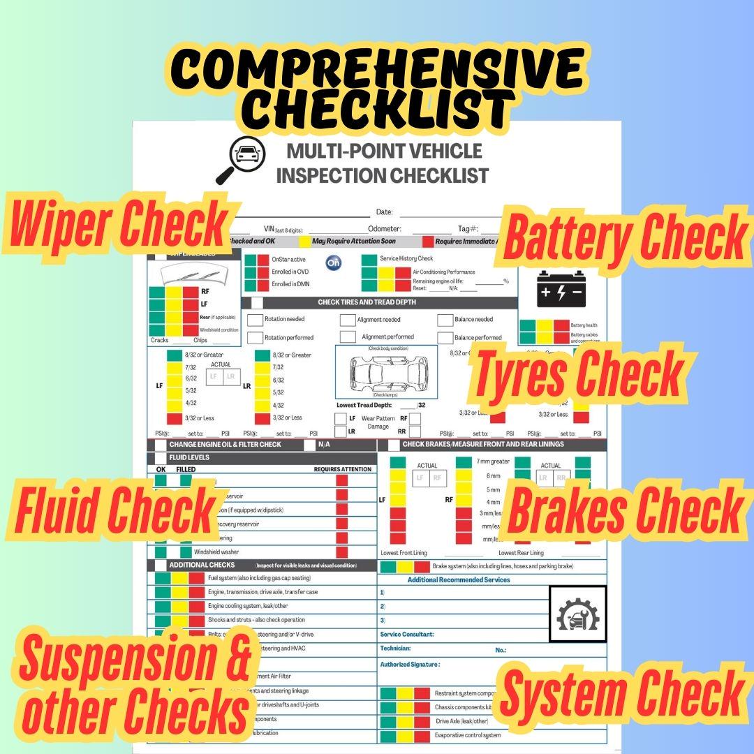 Vehicle Inspection Checklist, Printable PDF for Car Maintenance, Pre ...