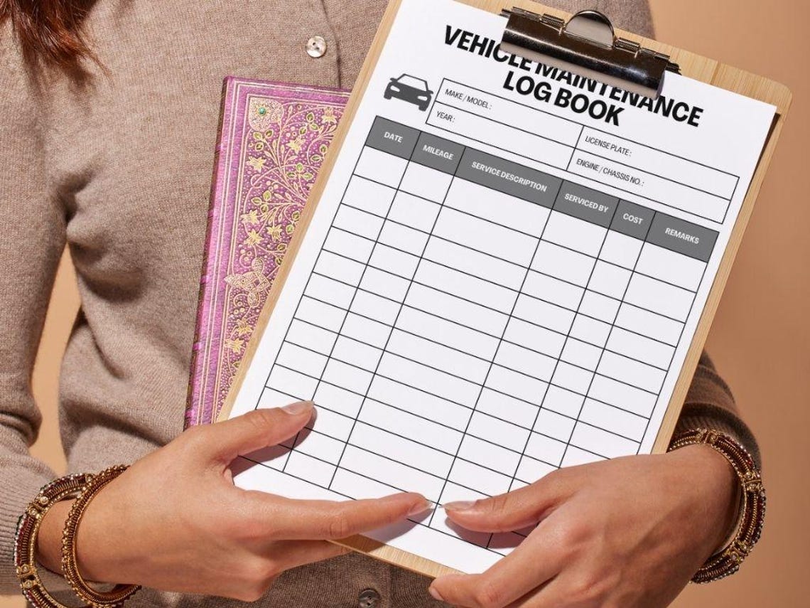 Printable Vehicle Maintenance Log Book | Car, Truck, Motorcycle (PDF ...