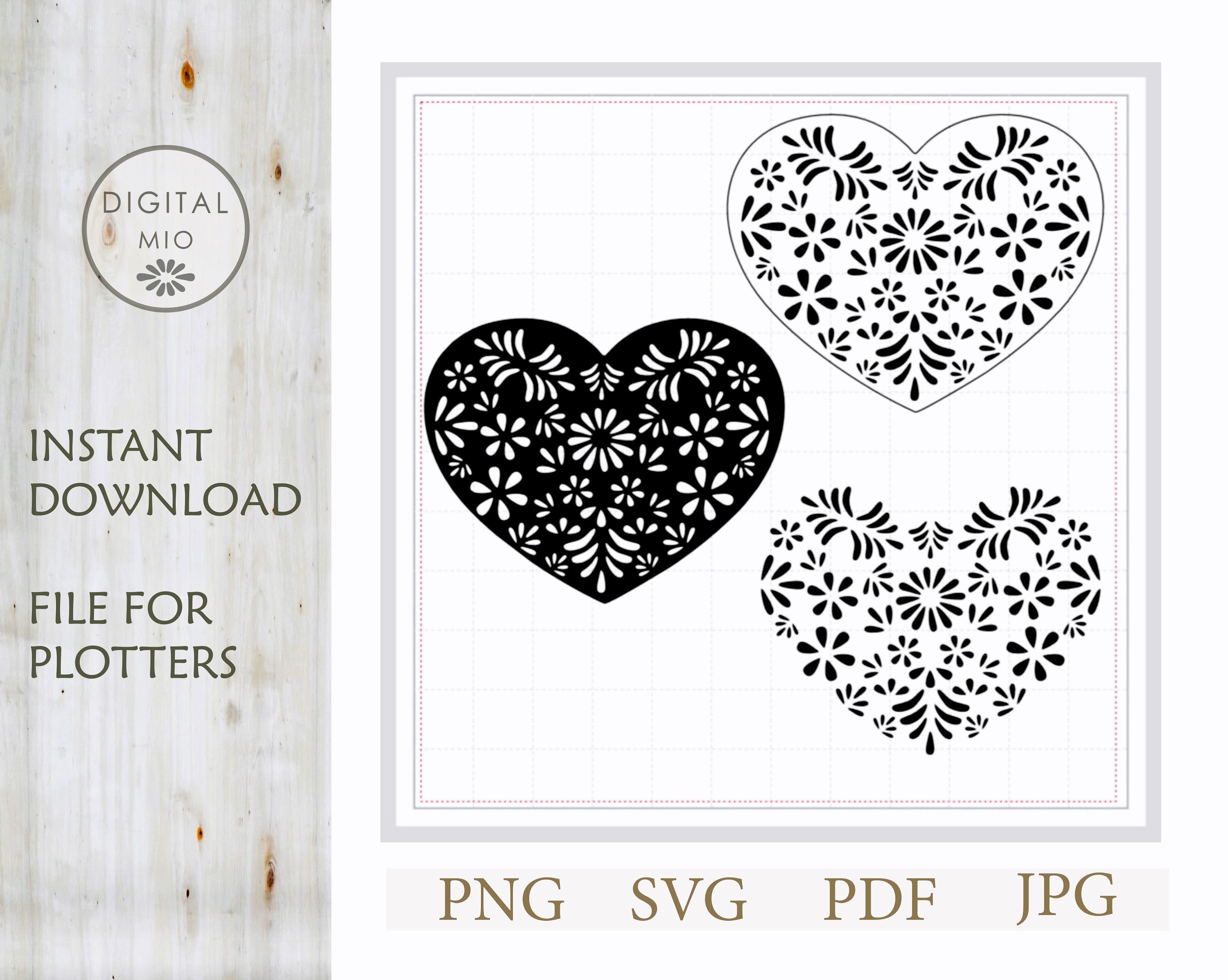 Big Heart Transparent Background. Heart Patterns Files Pdf - Etsy