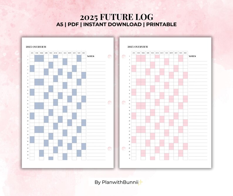 2025 Printable Planner, Future Log, Undated, PDF, A5 Insert, Instant ...