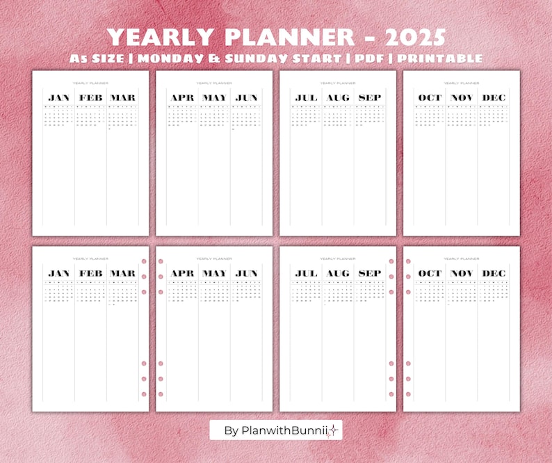 2025 Yearly Future Log Printable Planner Journal, PDF, A5 A4 Insert ...