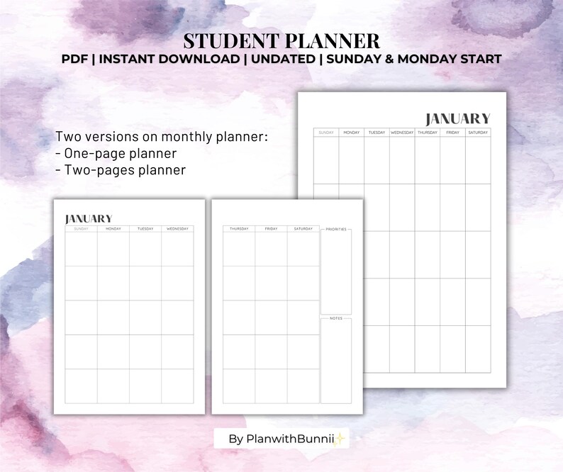 Student Planner Printable Bundle | Academic Planner | Tracker for ...