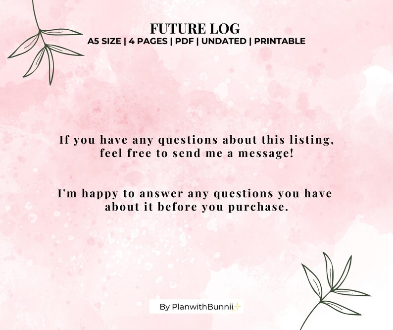 Quarterly Year Future Log Printable Planner, PDF, A5 Insert 2025 2026 ...