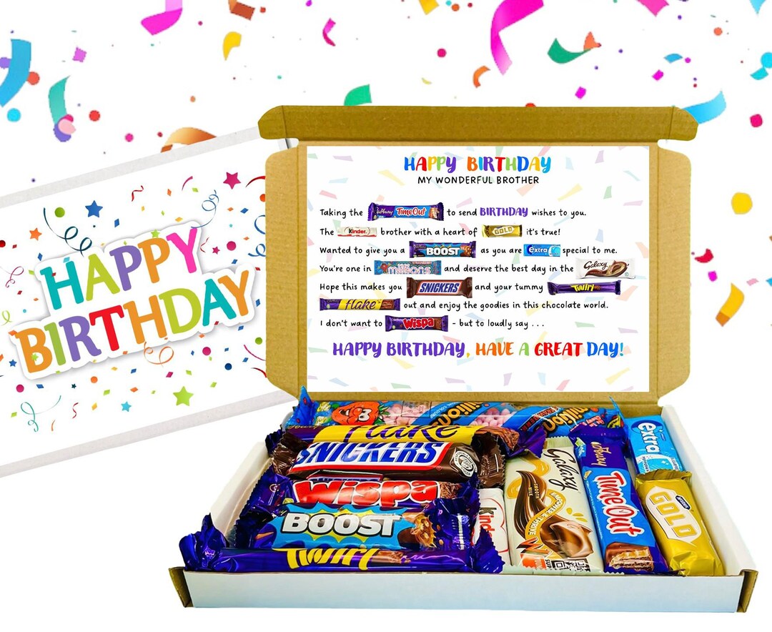 Brother Birthday Chocolate Treat Box: Fun Poem, Letterbox Gift ...