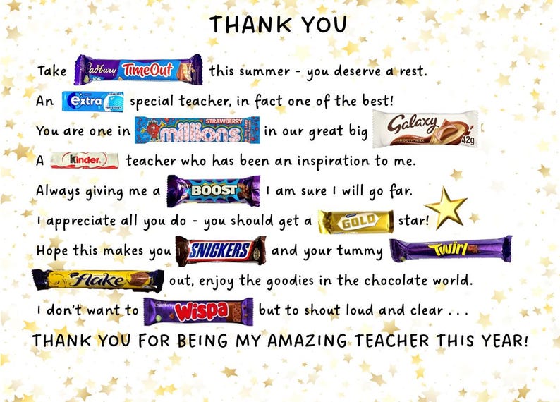 Personalised Option Teacher Chocolate Treat Box: End of Year ...