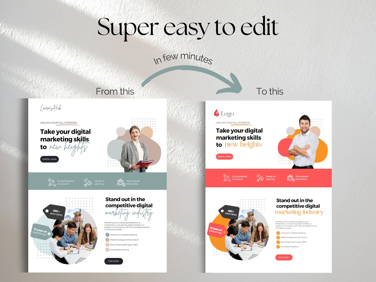 Canva Sales Page Template Coaching Course Sales Website Funnel Landing ...