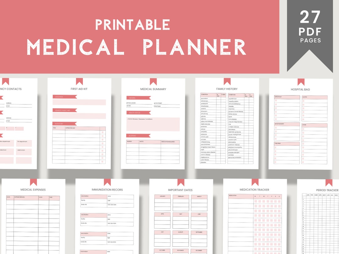 Printable Medical Health Care Planner, Medical Binder, Healthcare ...