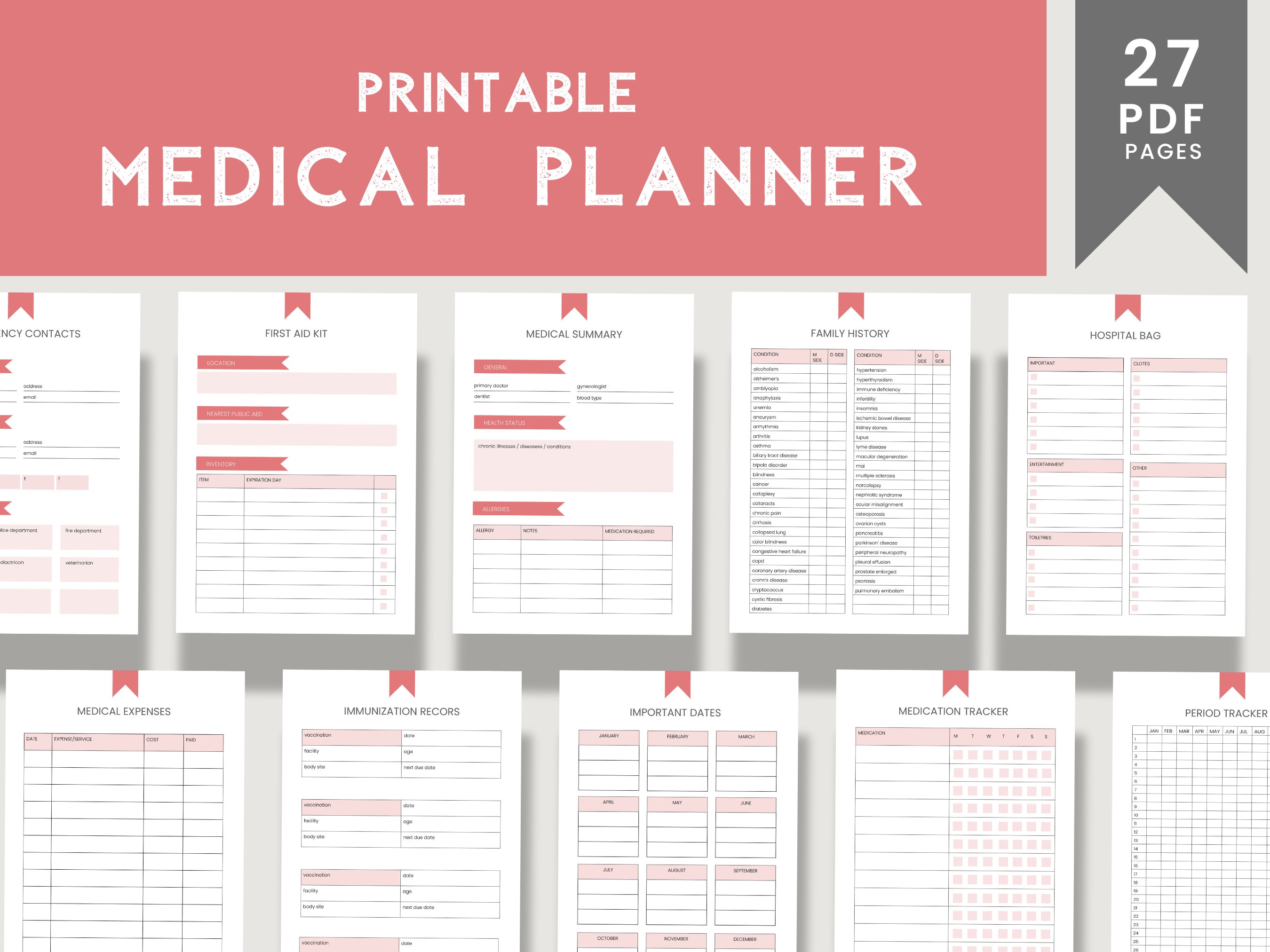 Printable Medical Health Care Planner, Medical Binder, Healthcare ...