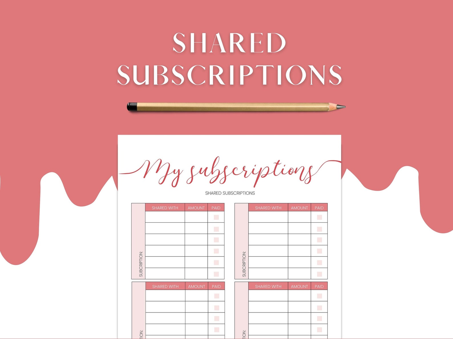 Printable Subscription Tracker, Monthly Subscription, Membership ...