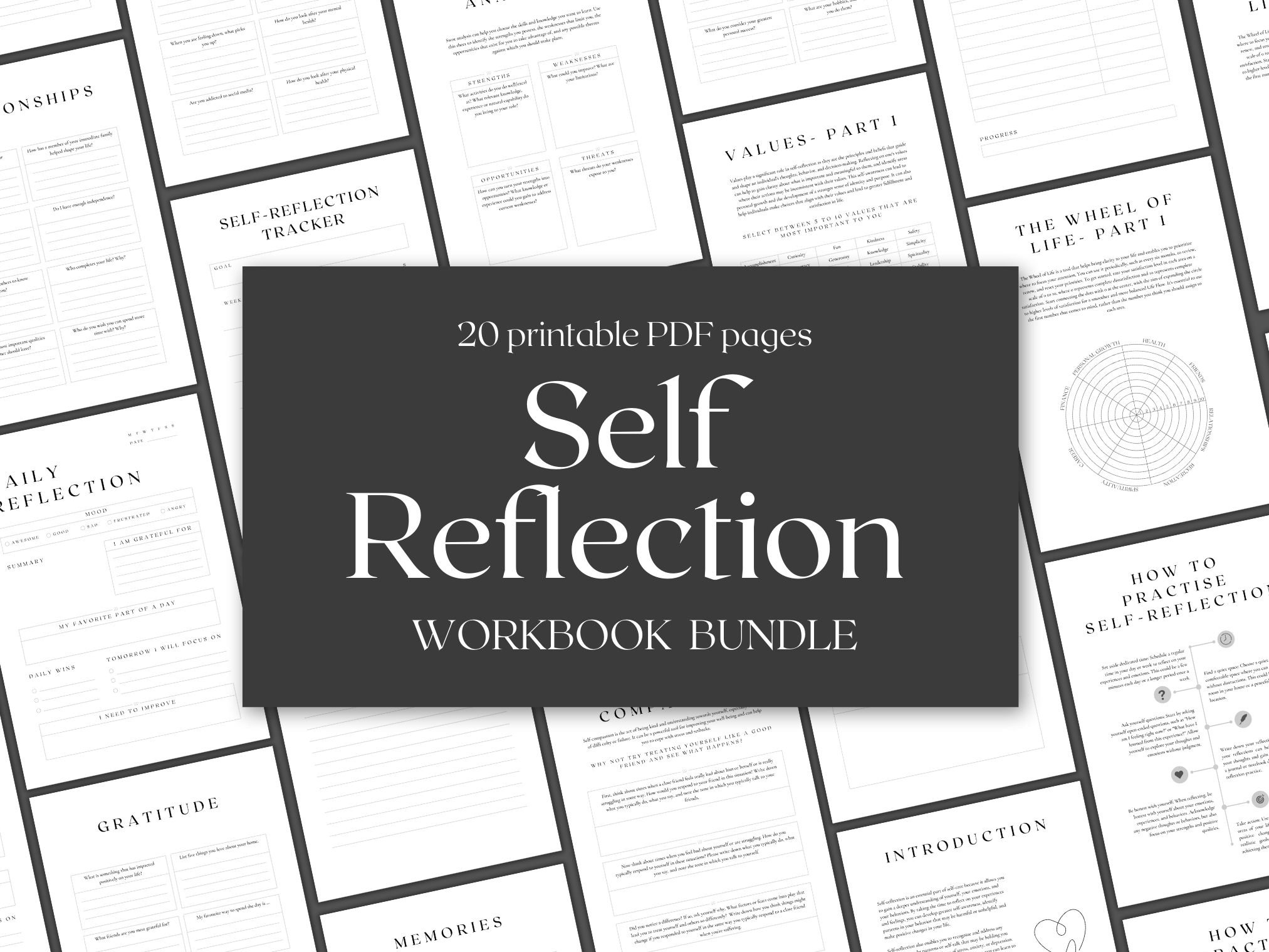 Self Reflection Workbook Bundle, Reflection Journal, Daily Reflection ...
