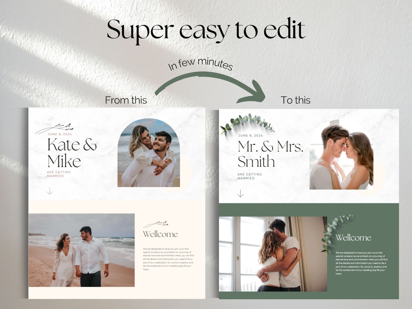 Wedding Website Canva Template, Digital Wedding Invitation, Wedding ...