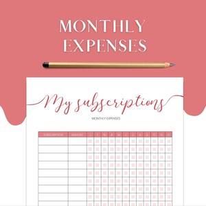 Printable Subscription Tracker, Monthly Subscription, Membership ...