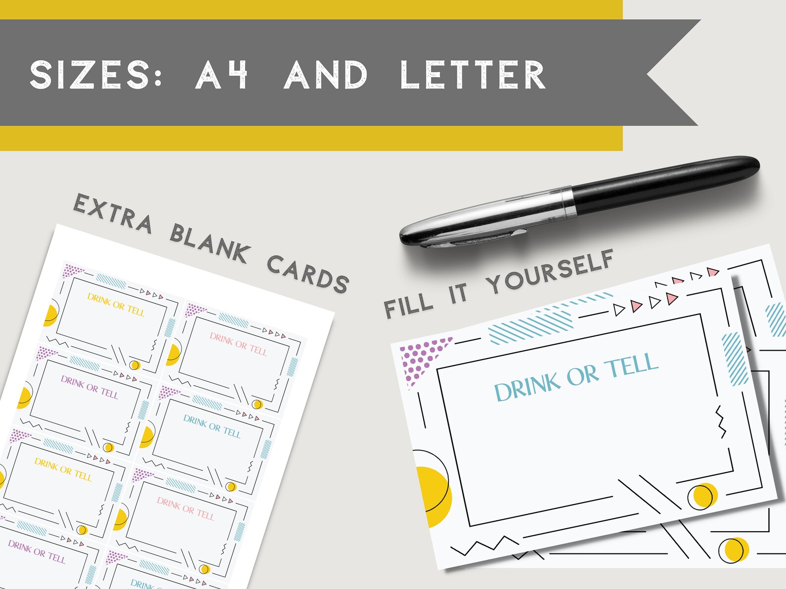 Printable Drinking Cards Game Drink or Tell Cards Adult Only Party Game ...