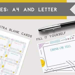 Printable Drinking Cards Game Drink or Tell Cards Adult Only Party Game ...