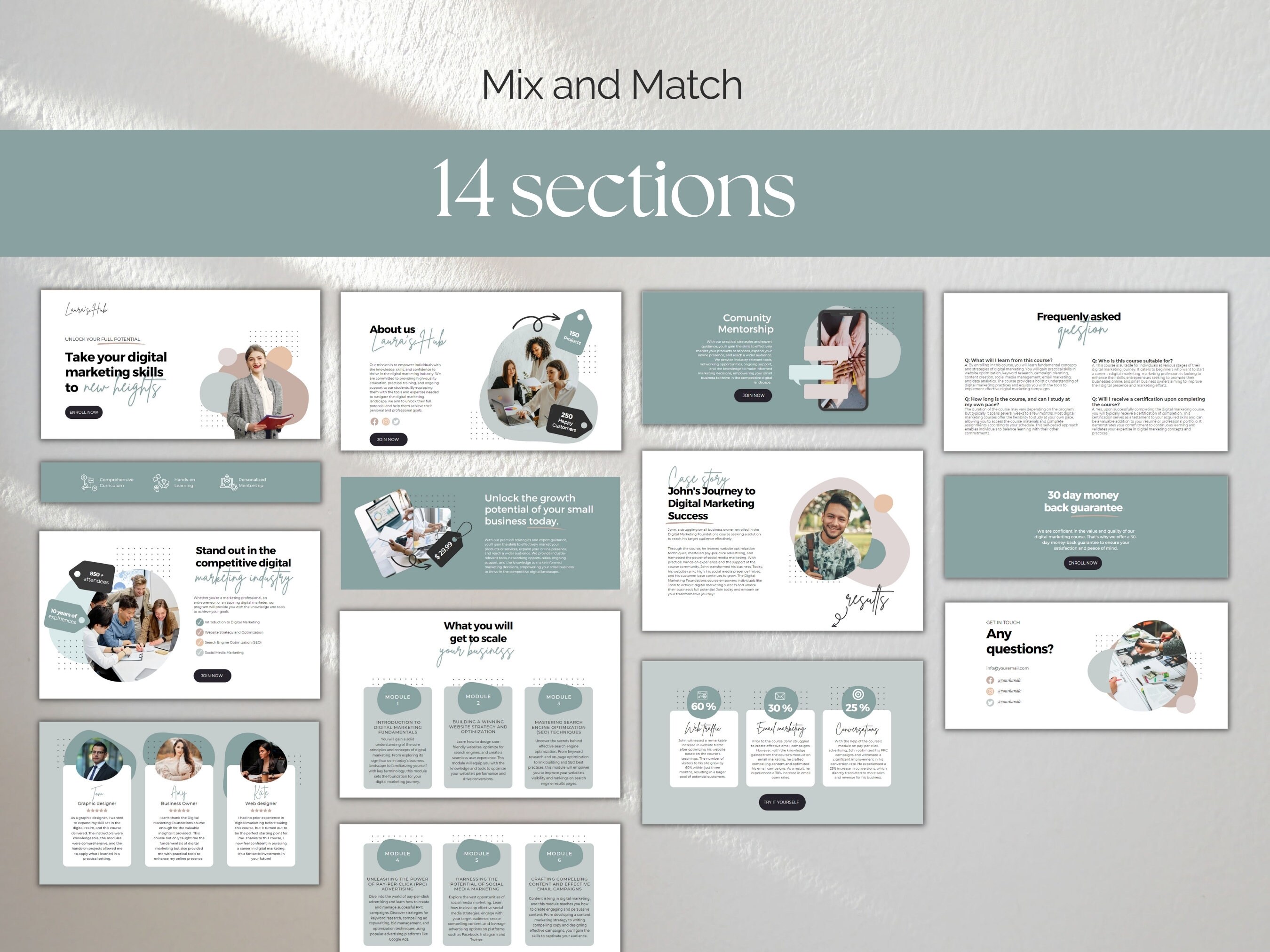 Canva Sales Page Template Coaching Course Sales Website Funnel Landing ...