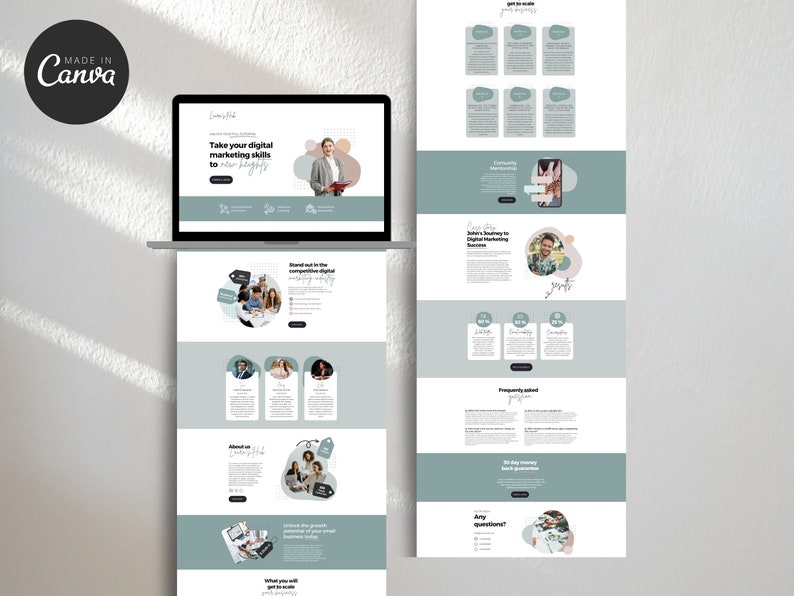 Canva Sales Page Template Coaching Course Sales Website Funnel Landing ...