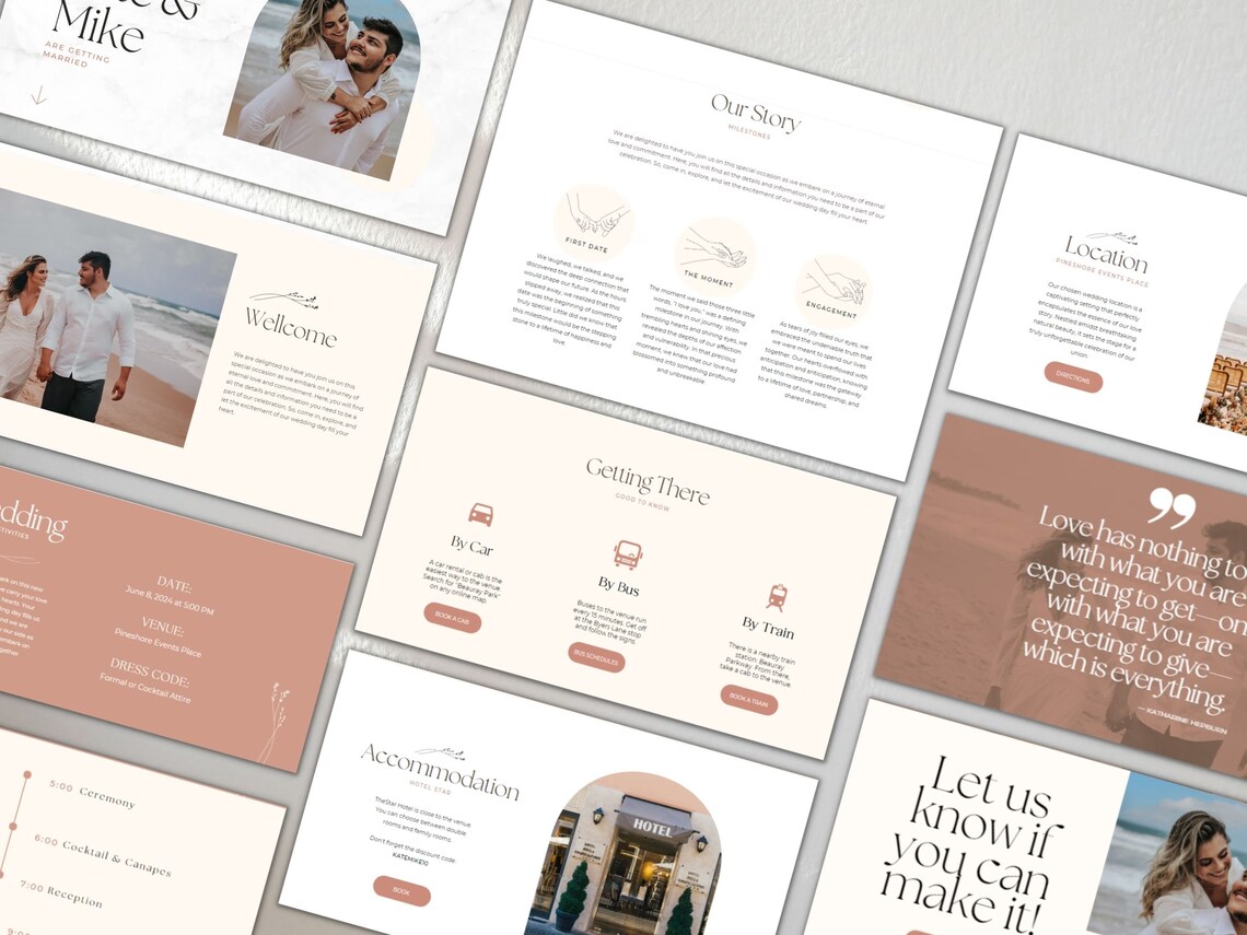 Wedding Website Canva Template, Digital Wedding Invitation, Wedding ...