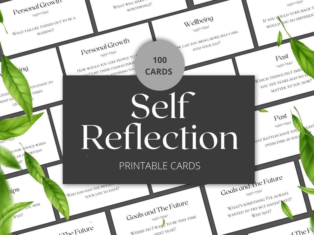 Self Reflection Cards for Reflection Journal and Self Care Journal. 100 ...