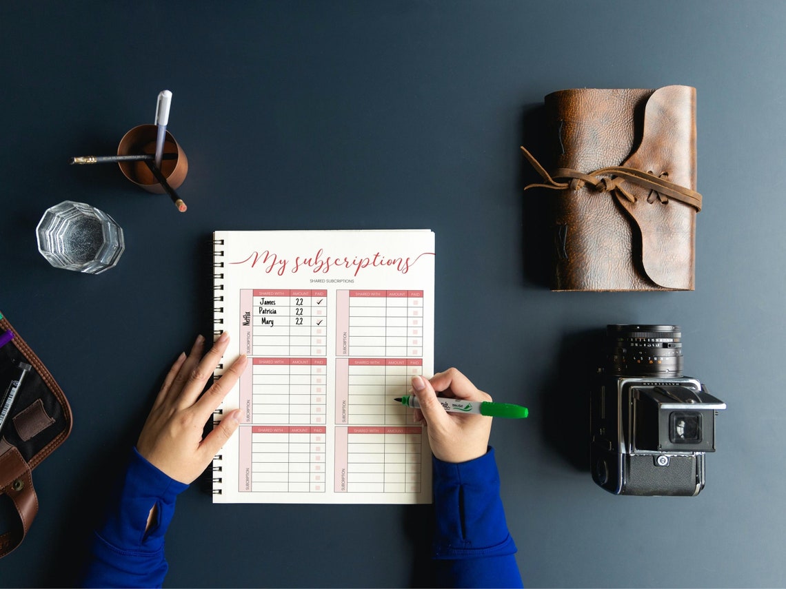 Printable Subscription Tracker, Monthly Subscription, Membership ...