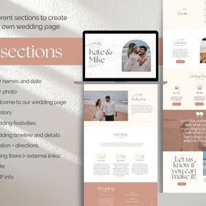 Wedding Website Canva Template, Digital Wedding Invitation, Wedding ...