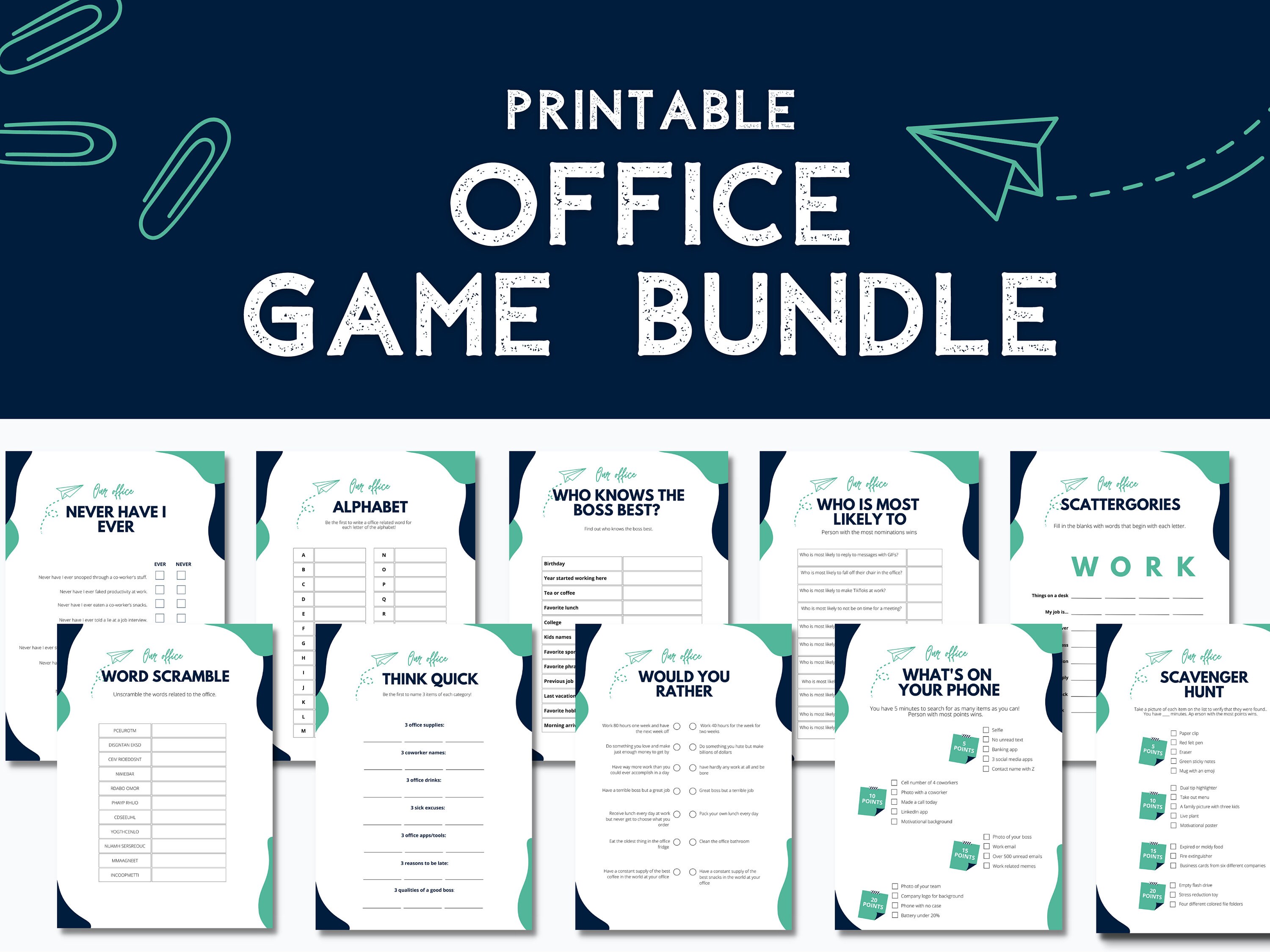 Printable Office Party Games, Games for Work, Work Party Games ...