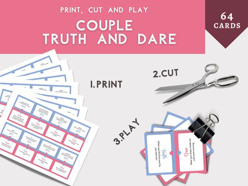 Printable Couples Truth Or Dare Card Game Game For Couples Date Night