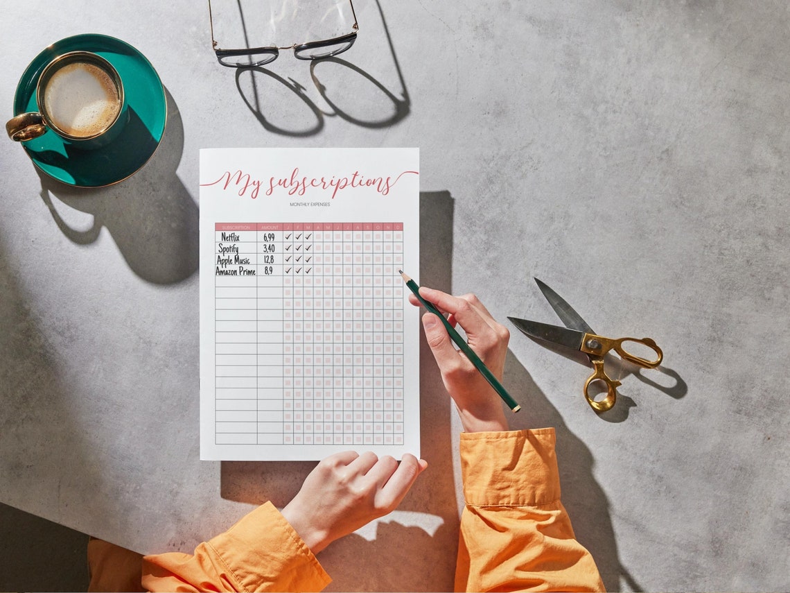 Printable Subscription Tracker, Monthly Subscription, Membership ...